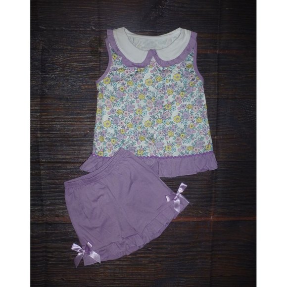 Matching Sets | Boutique Purple Floral Collar Tunic Shorts Girls Outfit ...